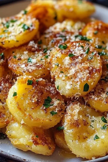 Crispy Garlic Butter Parmesan Potatoes - Inspire Spire